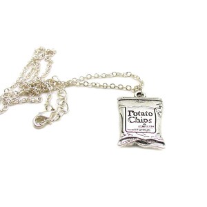 Potato Chip Bag Necklace, Bag of Chips Necklace, Charm Necklace, Food ...