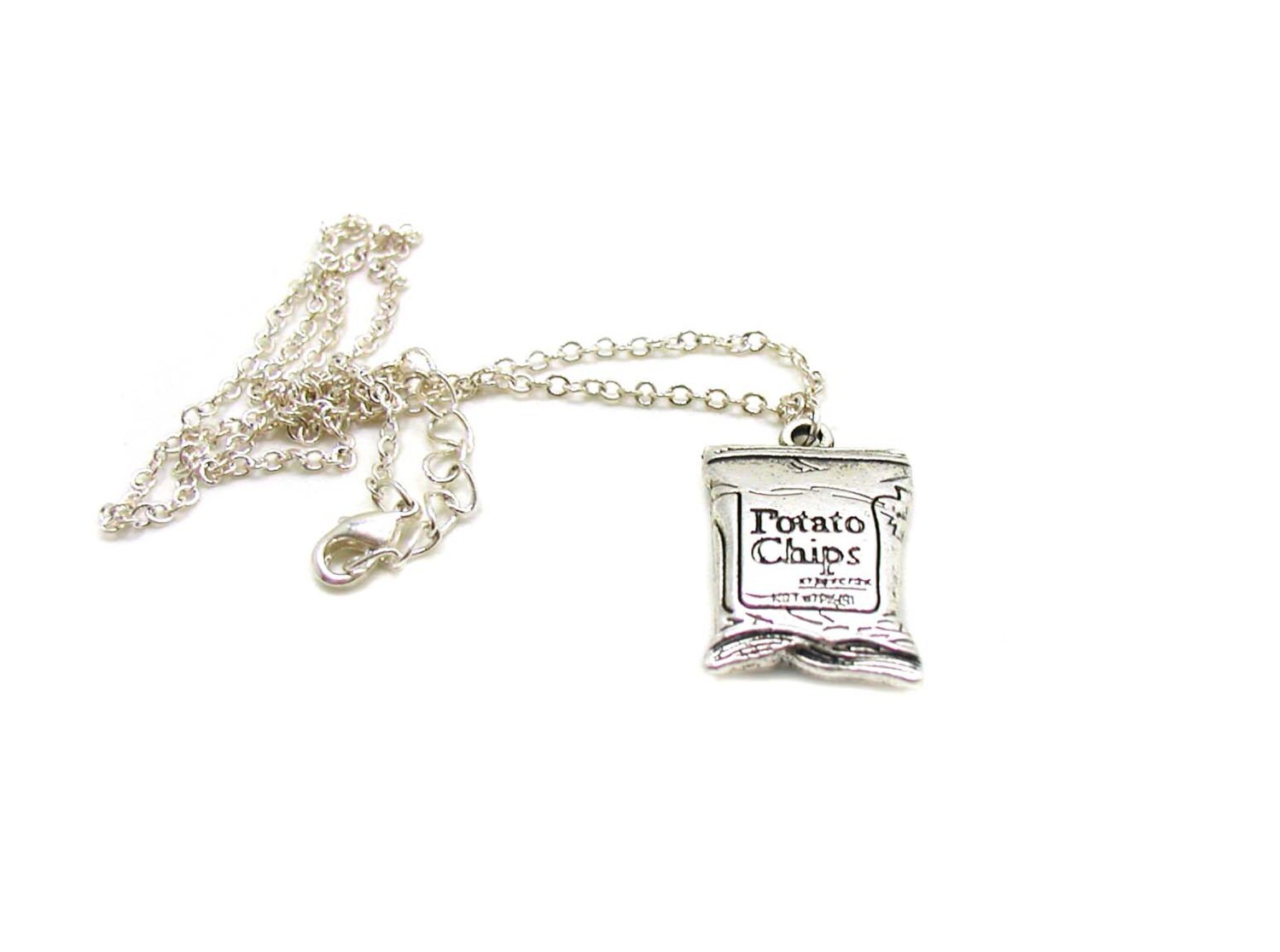 Potato Chip Bag Necklace, Bag of Chips Necklace, Charm Necklace, Food ...