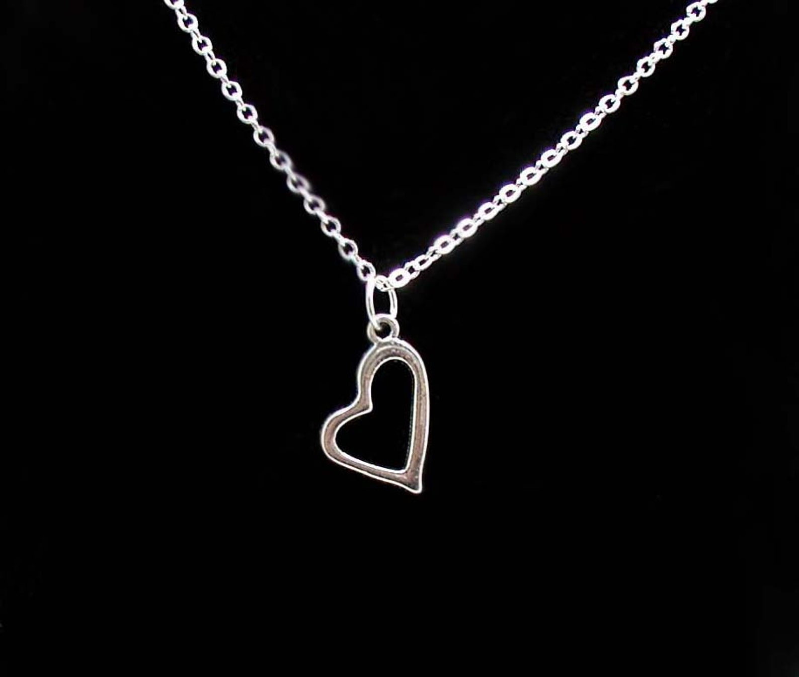 Heart Necklace Charm Necklace Charm Jewelry Floating Heart - Etsy