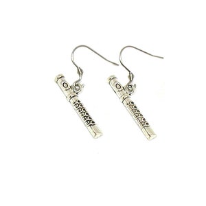 Flute Earrings, Flute Charm, Flute Jewelry, Silver Flute Gift, Musical ...
