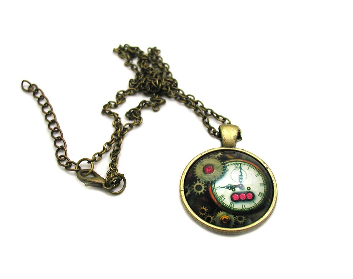 Mechanical Clock Necklace, Mechanical Watch Pendant, Charm Necklace ...