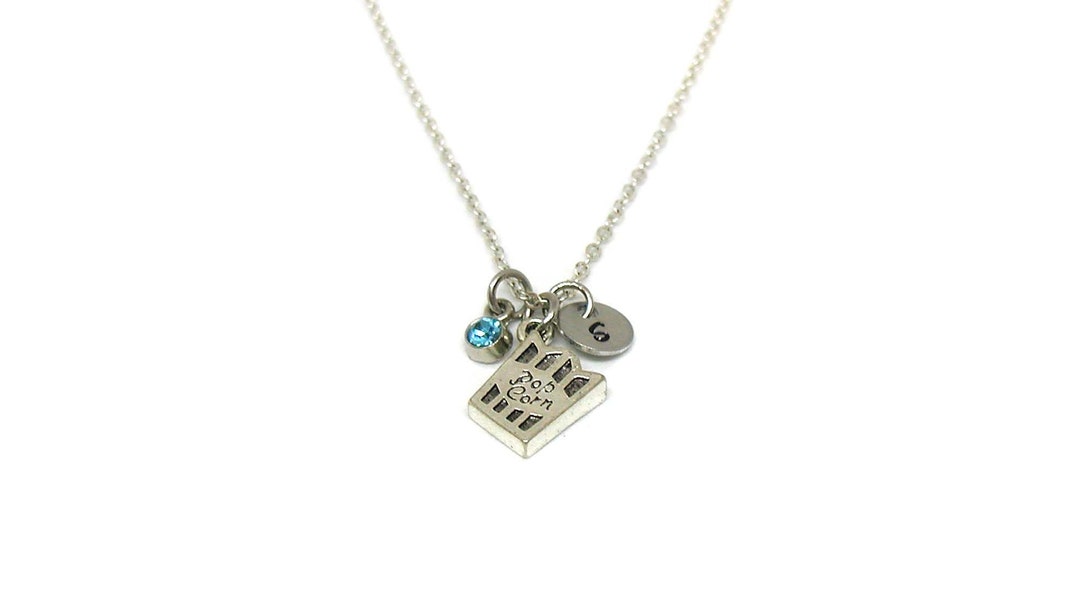 Popcorn Necklace, Popcorn Pendant, Popcorn Jewelry, Foodie Necklace ...
