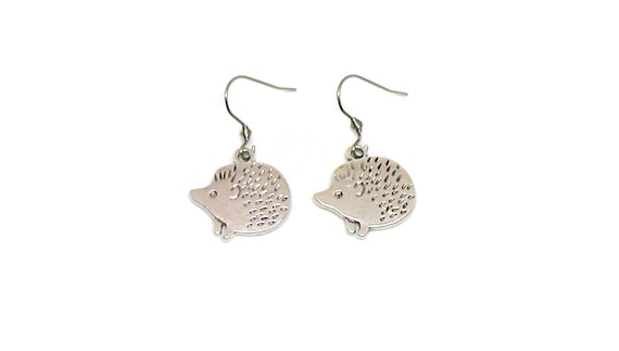 Hedgehog Earrings Hedgehog Charm Hedgehog Jewelry Silver - Etsy