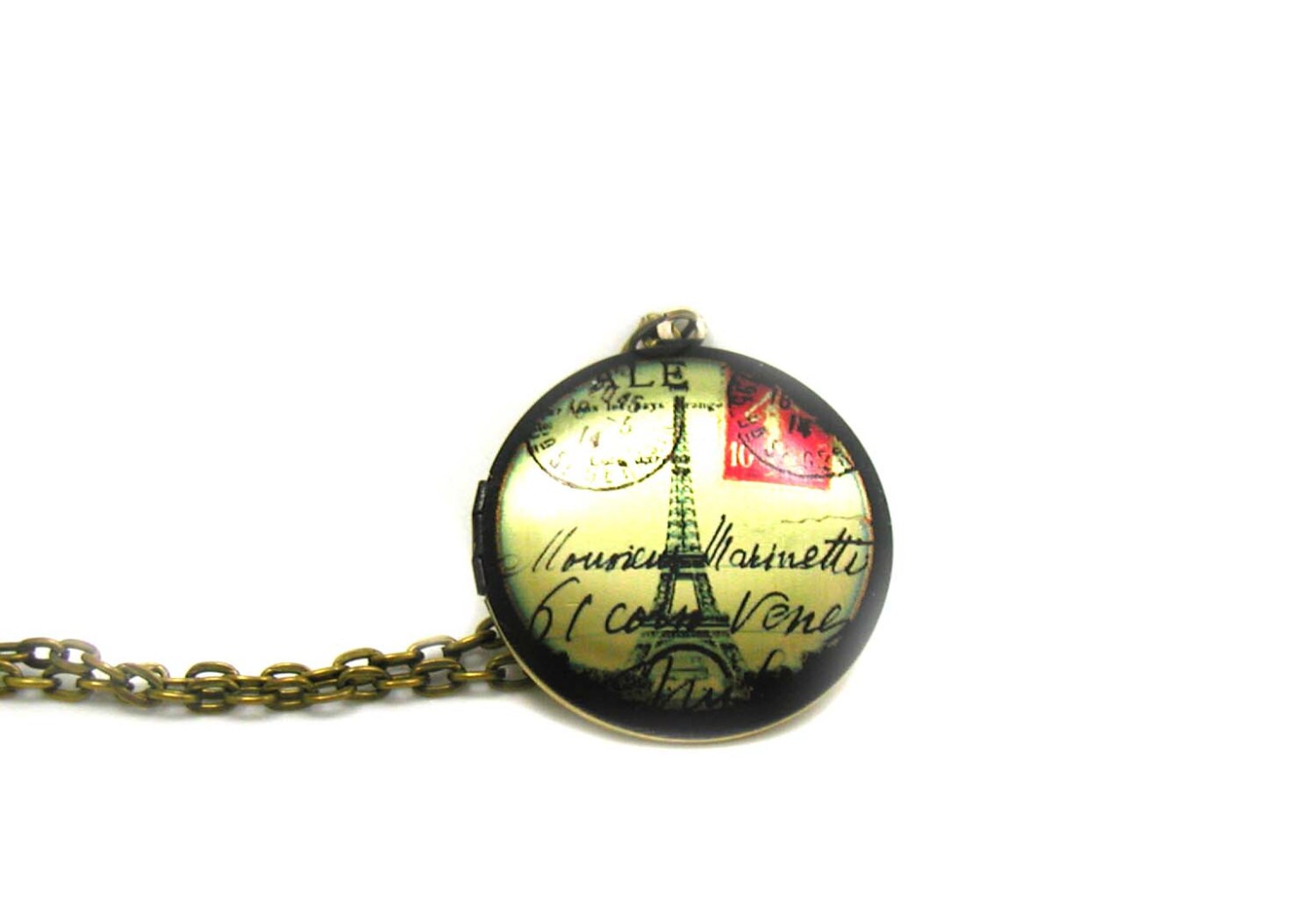 Eiffel Tower Locket Necklace Charm Necklace Long Bronze - Etsy UK