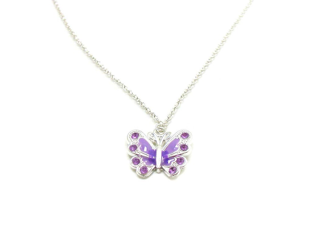 Purple Butterfly Necklace, Charm Necklace, Butterfly Charm Jewelry ...