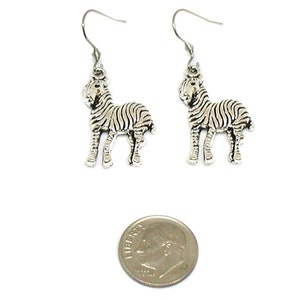 Zebra Earrings, Zebra Charm, Zebra Jewelry, Silver Zebra, Zoo Earrings, Zoo Jewelry, Zebra Gift ...