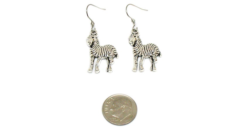 Zebra Earrings, Zebra Charm, Zebra Jewelry, Silver Zebra, Zoo Earrings ...