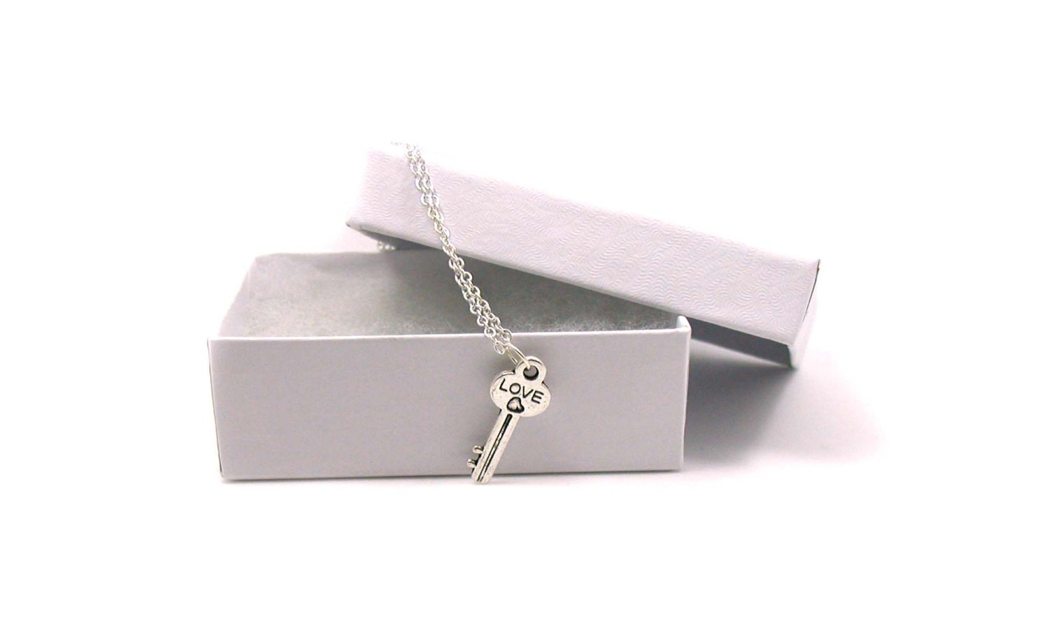Key Necklace Key Charm Silver Heart Key Necklace Key - Etsy