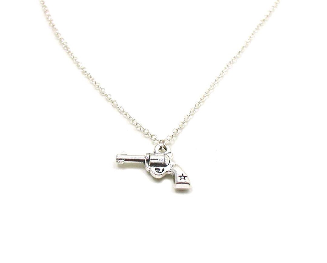 Gun Necklace, Silver Gun Necklace, Charm Jewelry, Gun Pendant, Gun ...