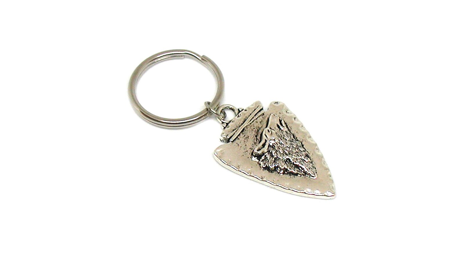 Arrowhead Key Chain Wolf Key Chain Custom Gift Silver - Etsy