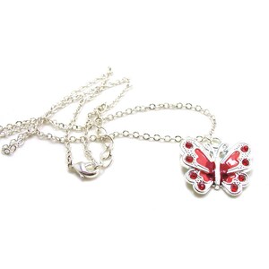 Red Butterfly Necklace, Charm Necklace, Butterfly Charm Jewelry ...
