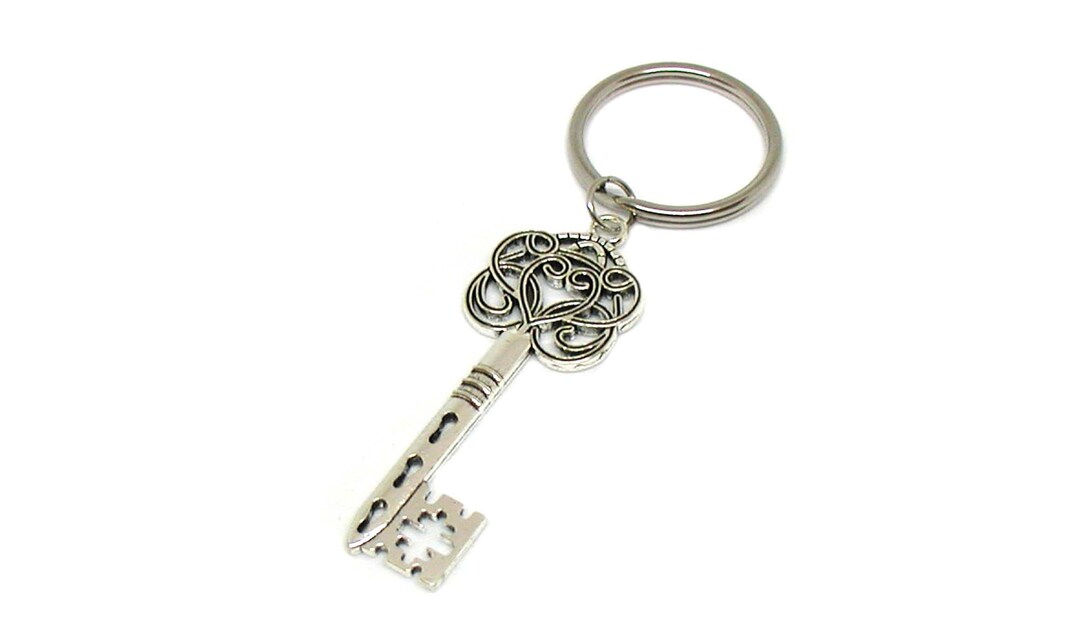 Skeleton Key Key Chain Silver Key Charm Key Chain Gift - Etsy