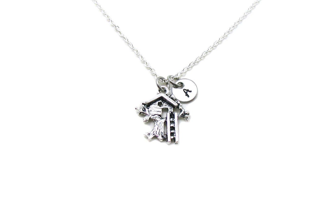 Tree House Necklace Silver Tree House Charm Treehouse Charm - Etsy