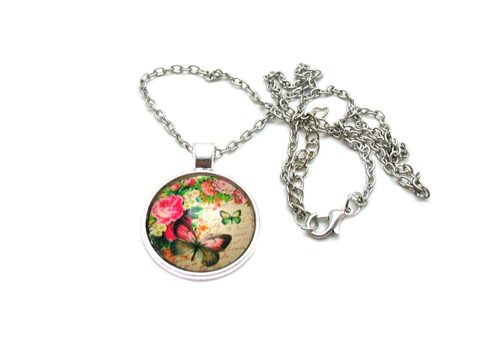 Butterfly Necklace, Picture Necklace, Butterfly Charm, Monarch ...