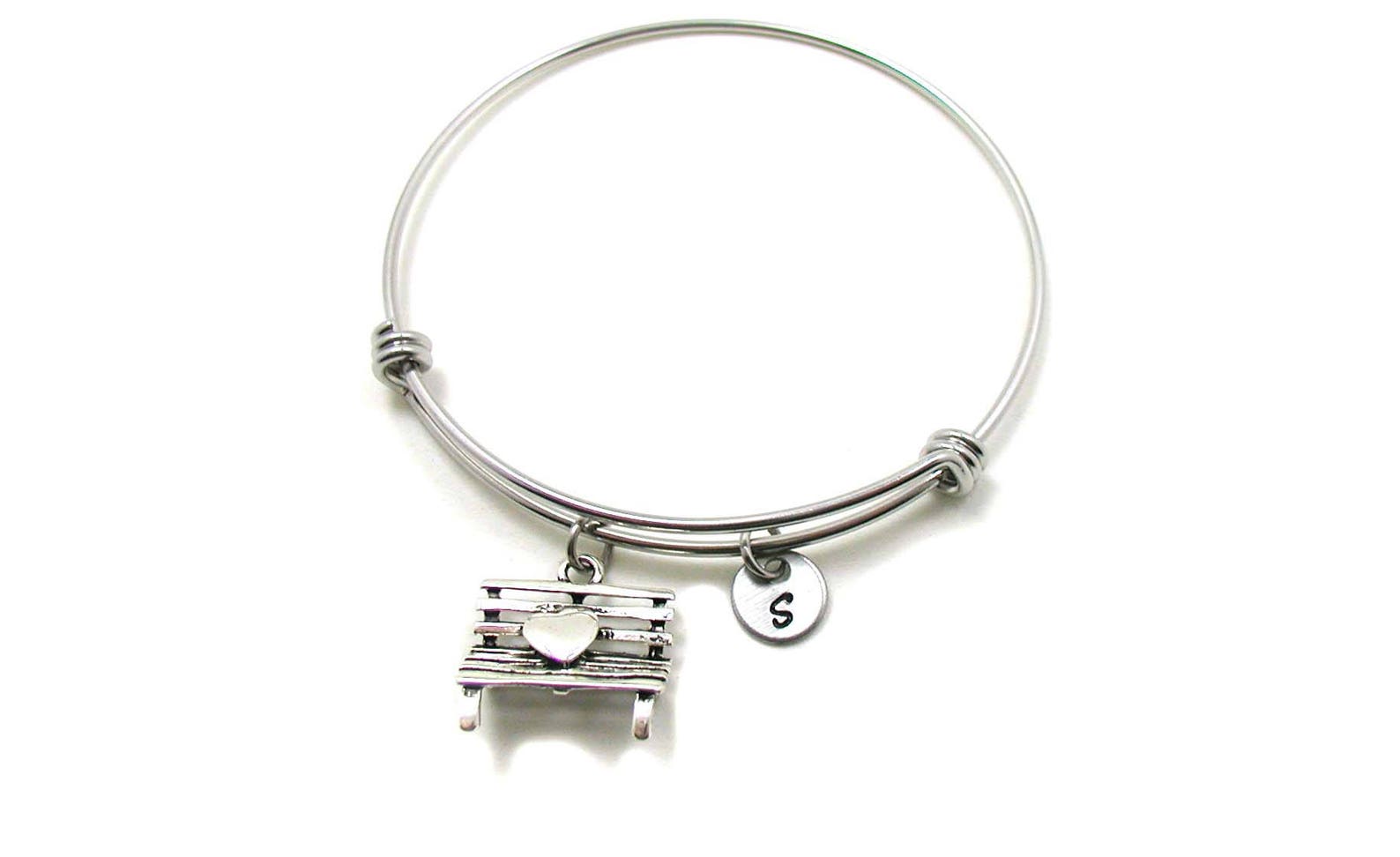 Heart Bench Bangle Love Charm Bench Bracelet Expandable - Etsy