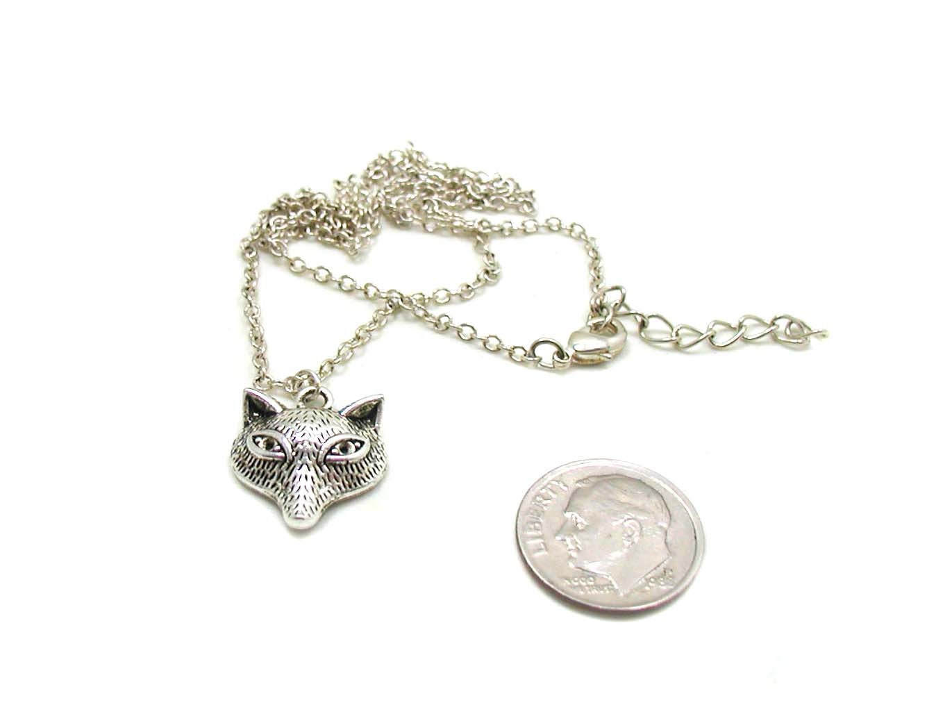Silver Fox Necklace, Fox Head, Fox Charm, Antique Silver Fox, Wildlife ...