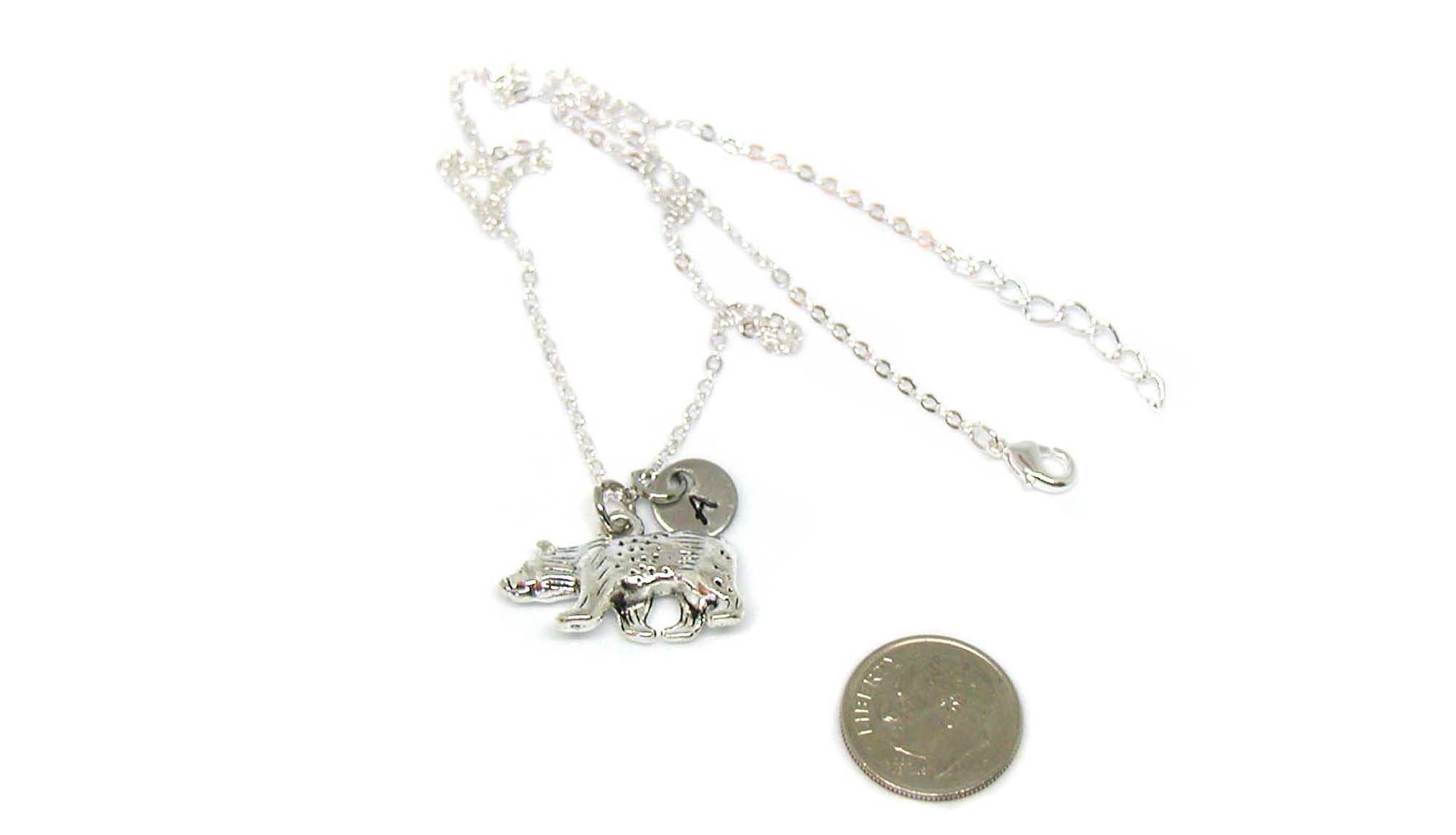 Silver Bear Necklace Black Bear Necklace Bear Jewelry Brown | Etsy