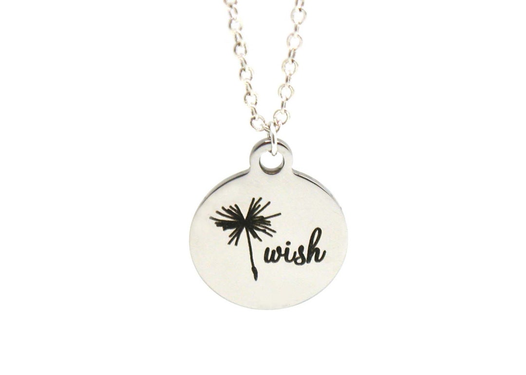 Wish Necklace, Wish Charm Necklace, Dandelion Necklace, Inspirational ...