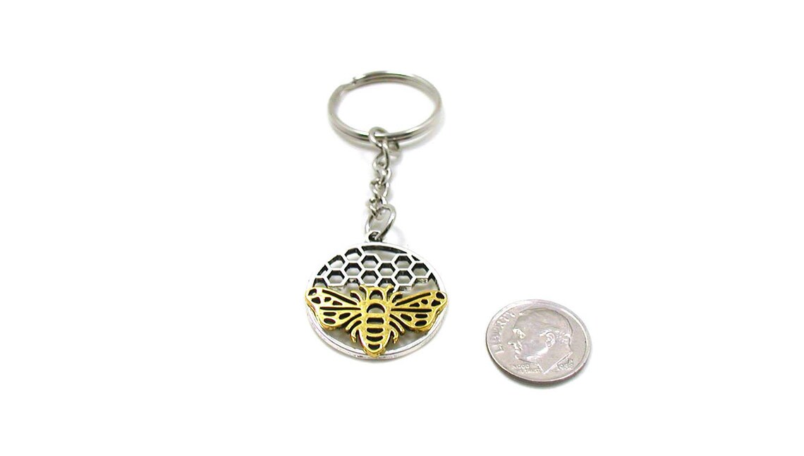 Bee Keychain Queen Bee Keychain Honeycomb Keychain Gift for - Etsy