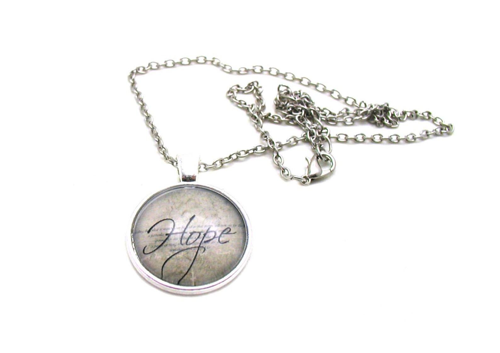 Hope Necklace, Hope Pendant, Hope Charm Necklace, Cabochon Necklace ...