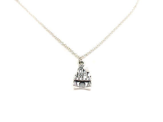 Silver Castle Necklace Castle Charm Pendant Charm Necklace | Etsy