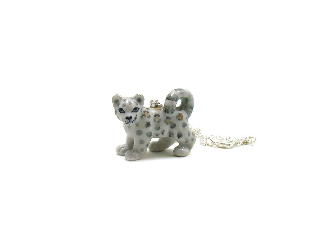 Snow Leopard Necklace, Charm Necklace, Animal Jewelry, Snow Leopard ...