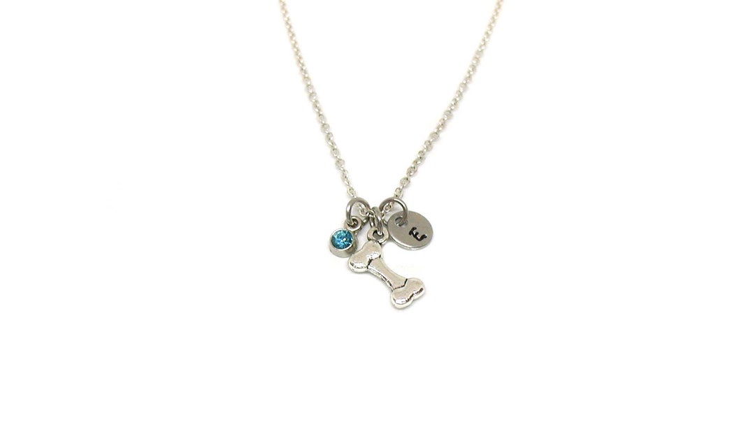 Dog Bone Necklace, Silver Dog Bone Charm, Personalized Necklace, Custom ...