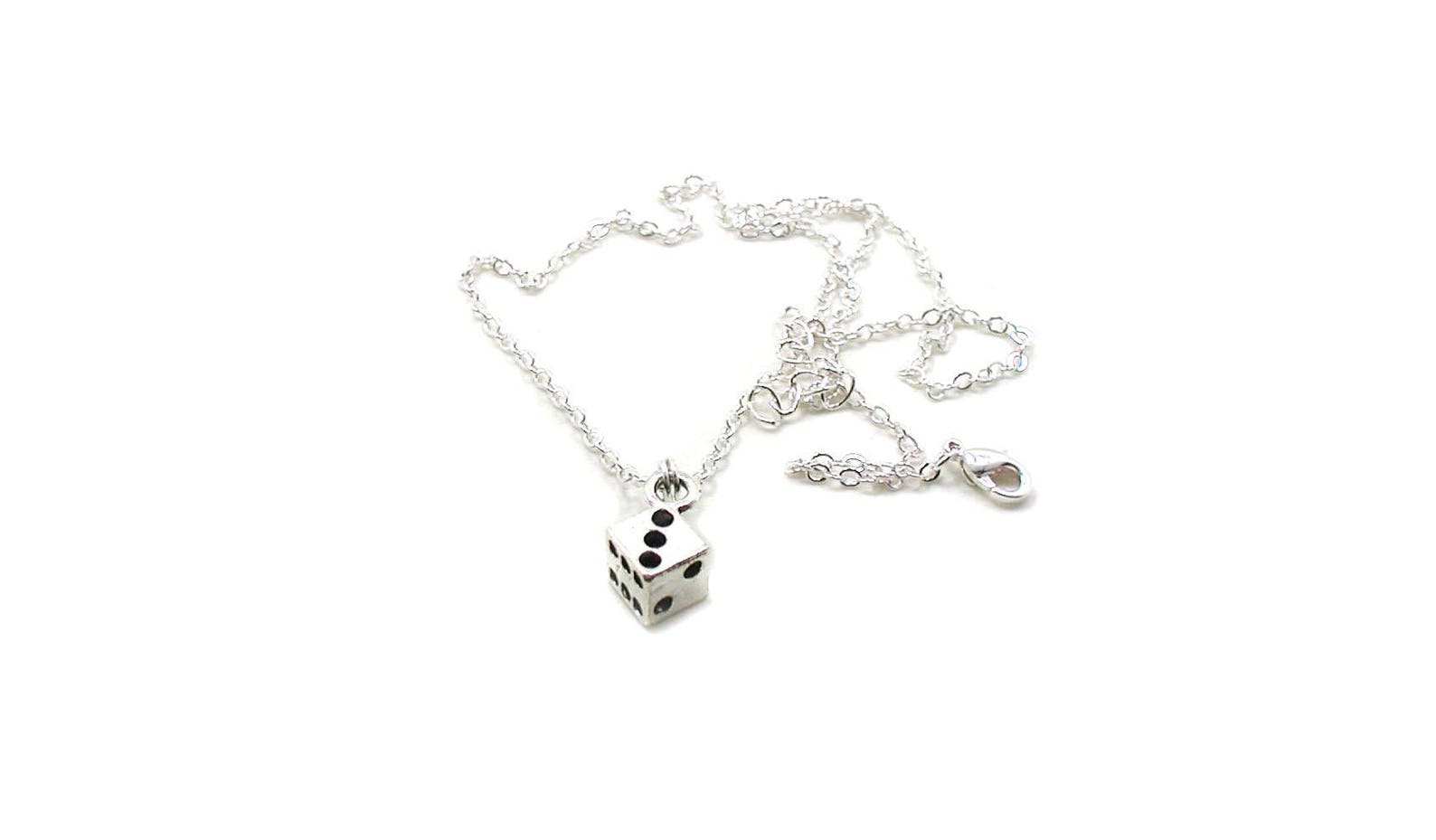 Dice Necklace, Gambling Necklace, Dice Pendant, Dice Jewelry, Silver ...