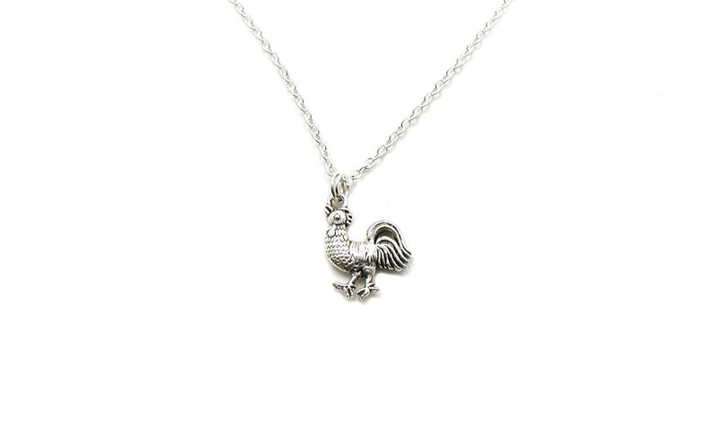 Silver Rooster Necklace, Rooster Charm Necklace, Chicken Necklace ...