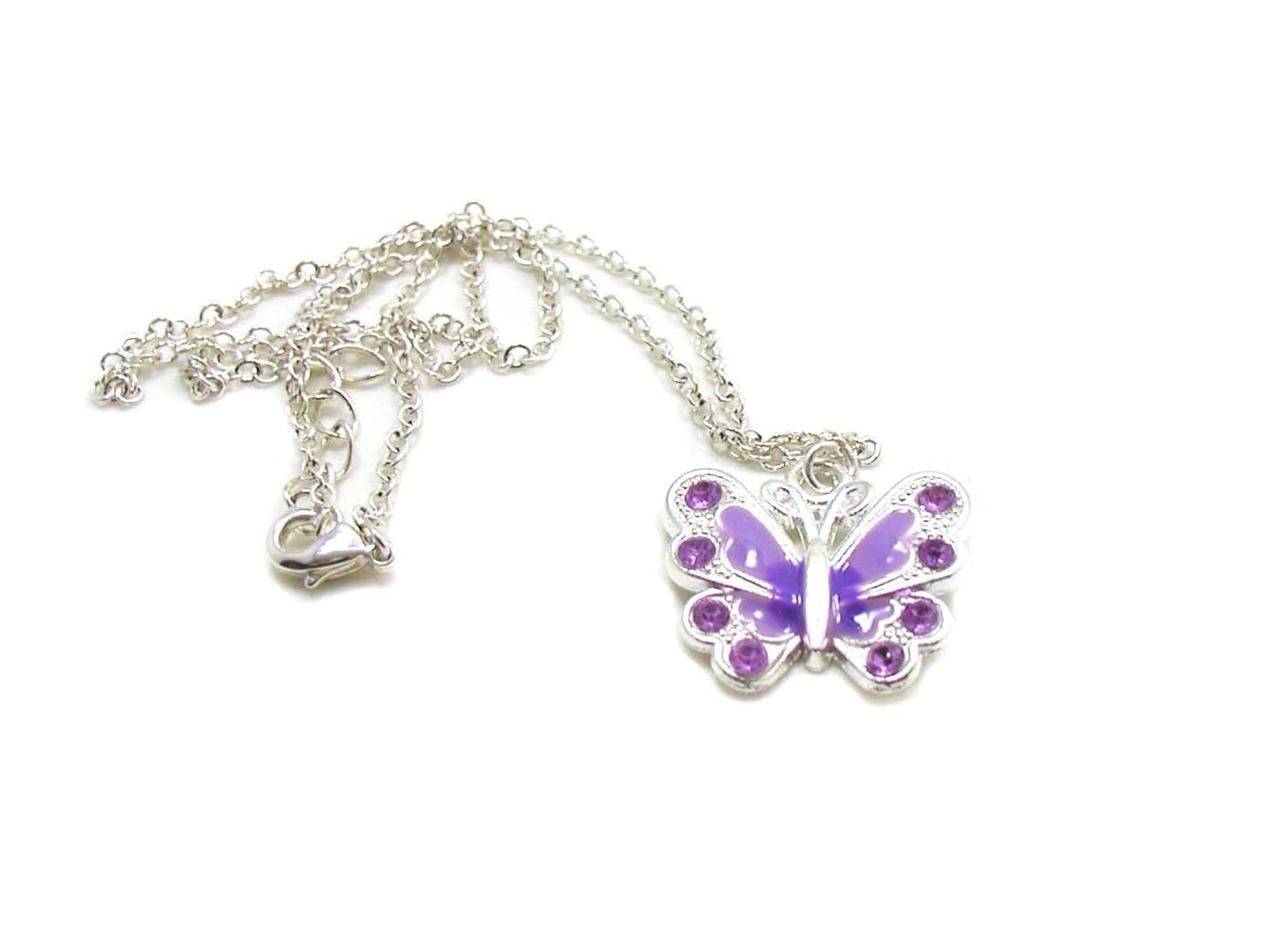 Purple Butterfly Necklace Charm Necklace Butterfly Charm - Etsy