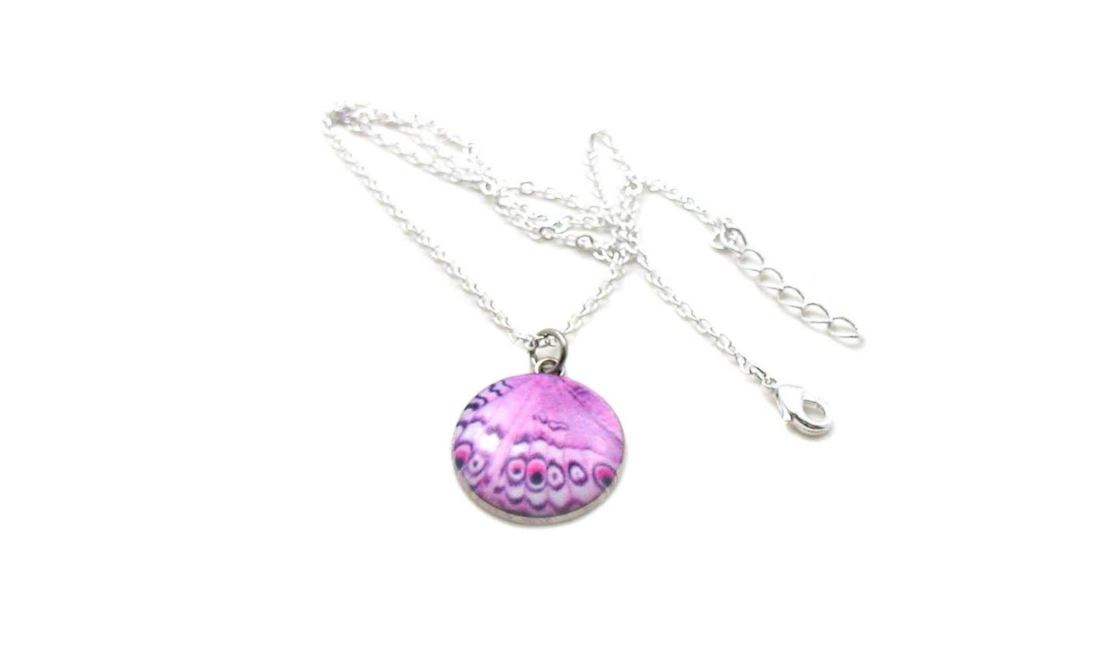 Purple Butterfly Necklace, Charm Necklace, Butterfly Wing Charm ...