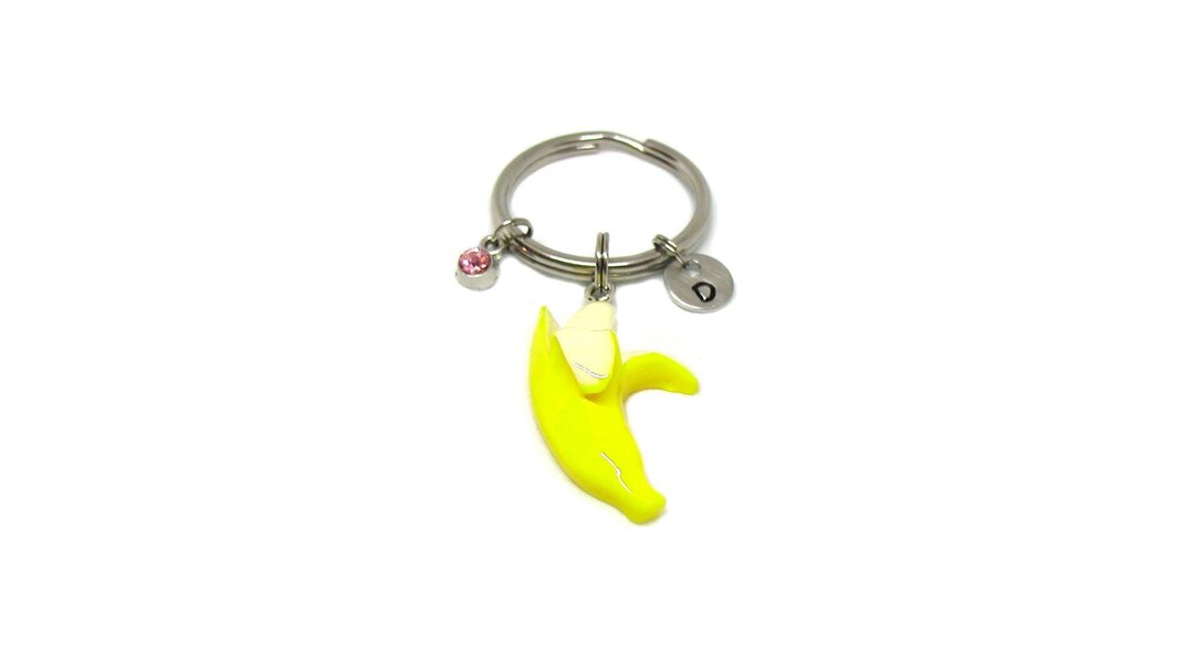 Banana Keychain, Peeled Banana Keychain, Banana Key Chain, Fruit ...