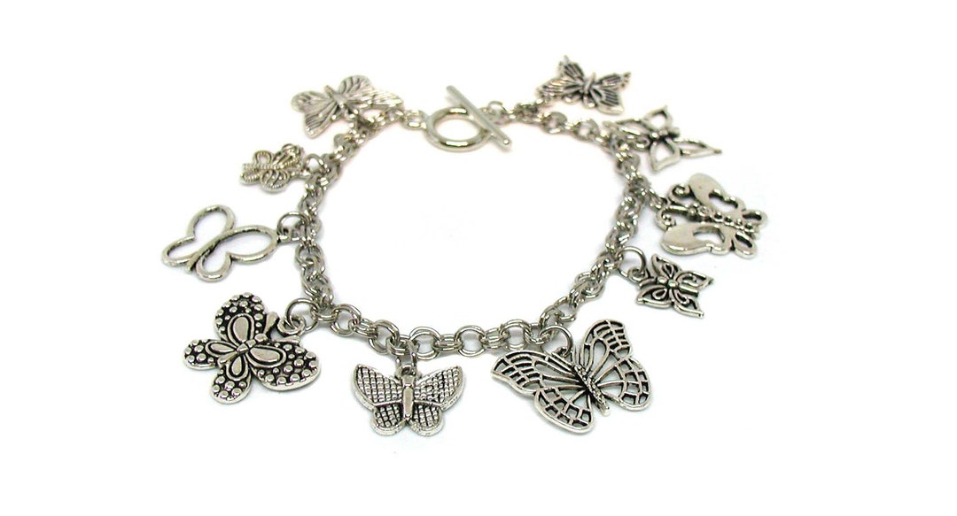 Butterfly Charm Bracelet, Butterfly Bracelet, Butterflies Bracelet ...