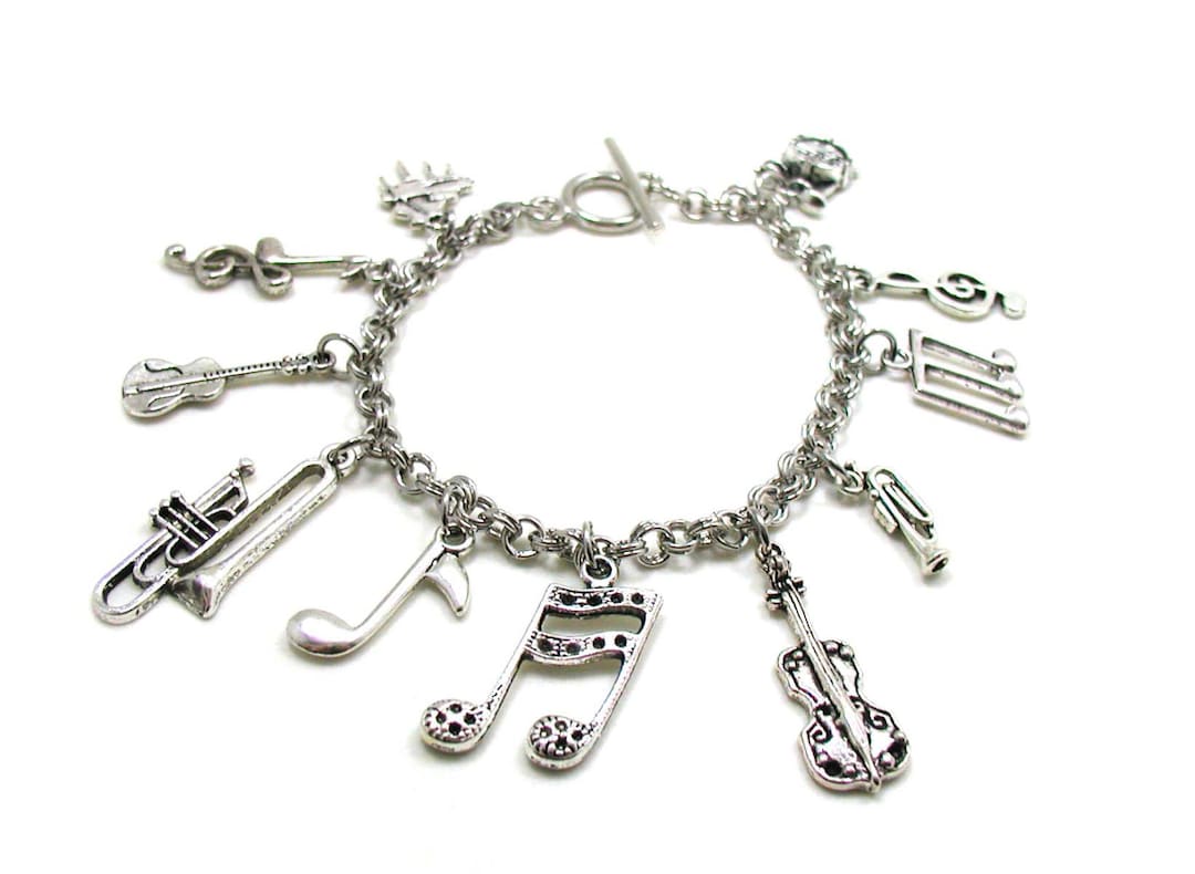 Music Charm Bracelet Music Bracelet Musical Notes Bracelet - Etsy
