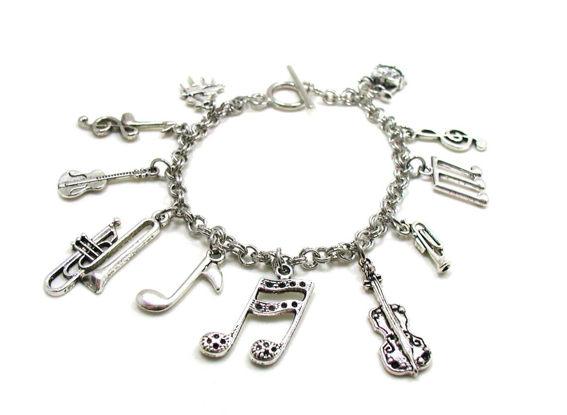 Music Charm Bracelet Music Bracelet Musical Notes Bracelet - Etsy