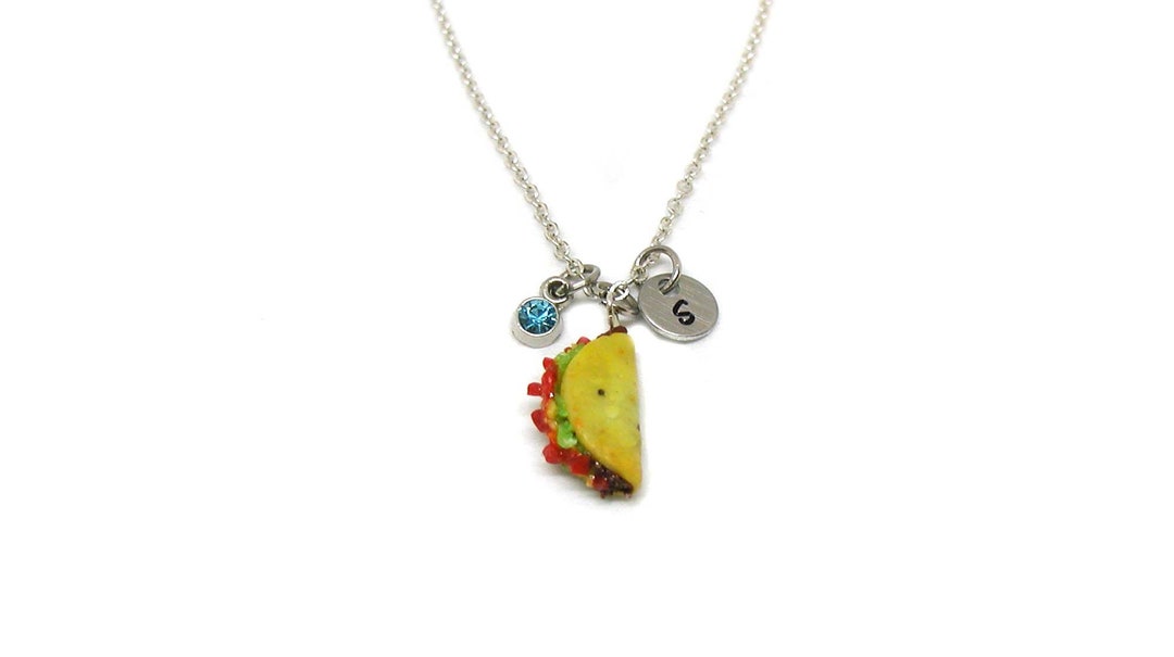 Taco Necklace, Charm Necklace Gift, Charm Jewelry, Beef Taco Charm ...