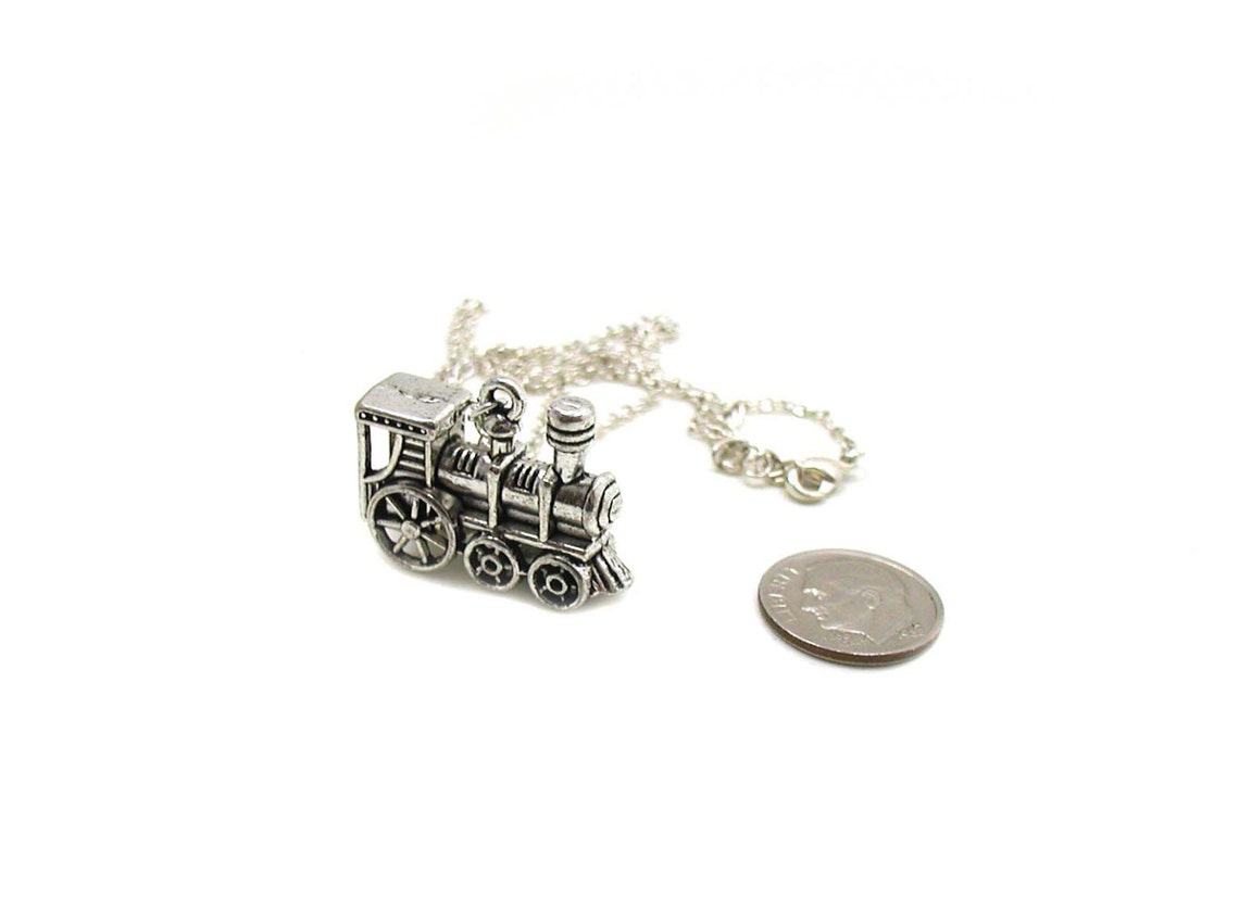 Train Necklace Train Charm Necklace Train Jewelry Silver - Etsy