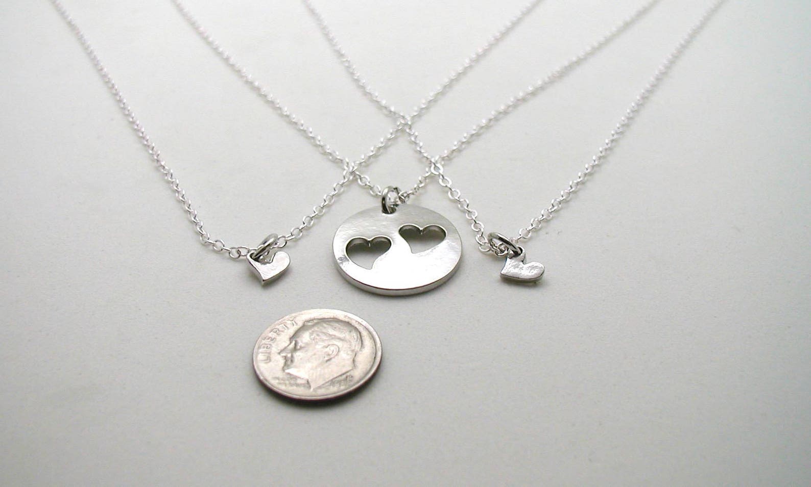 Mother Daughter Heart Necklace Set, Grandmother Granddaughter Pendant ...