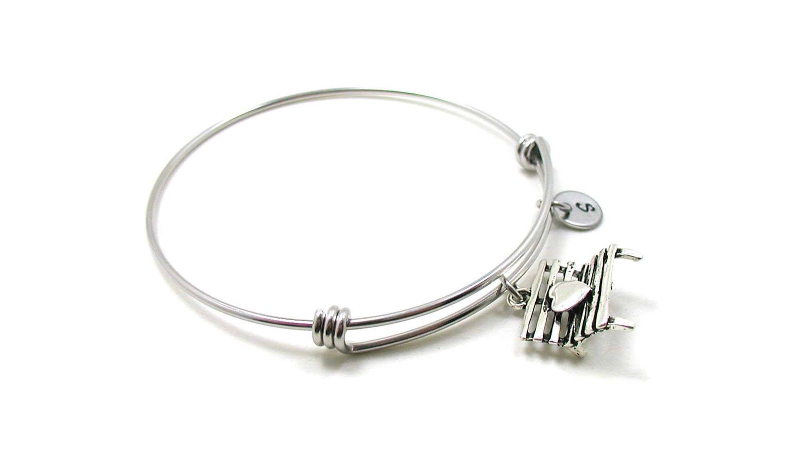 Heart Bench Bangle Love Charm Bench Bracelet Expandable - Etsy