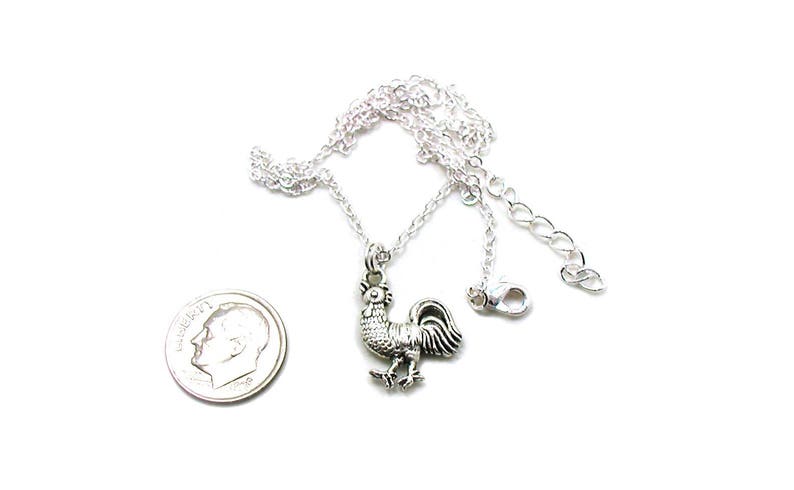 Silver Rooster Necklace Rooster Charm Necklace Chicken | Etsy