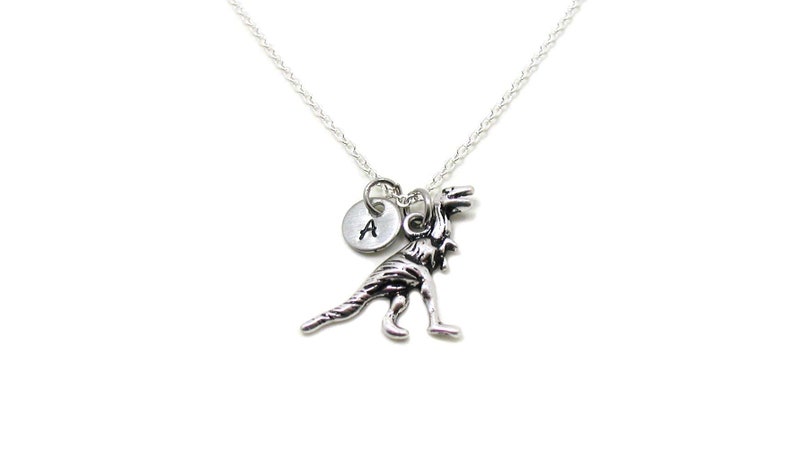 Silver Dinosaur Necklace Dinosaur Charm Necklace - Etsy