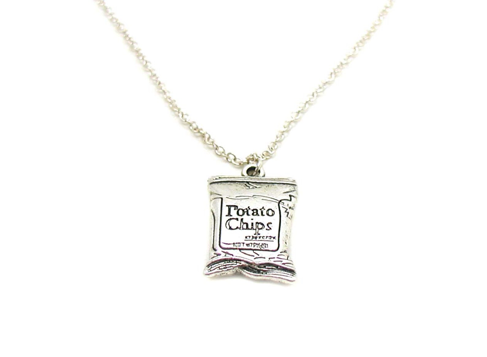 Potato Chip Bag Necklace, Bag of Chips Necklace, Charm Necklace, Food ...