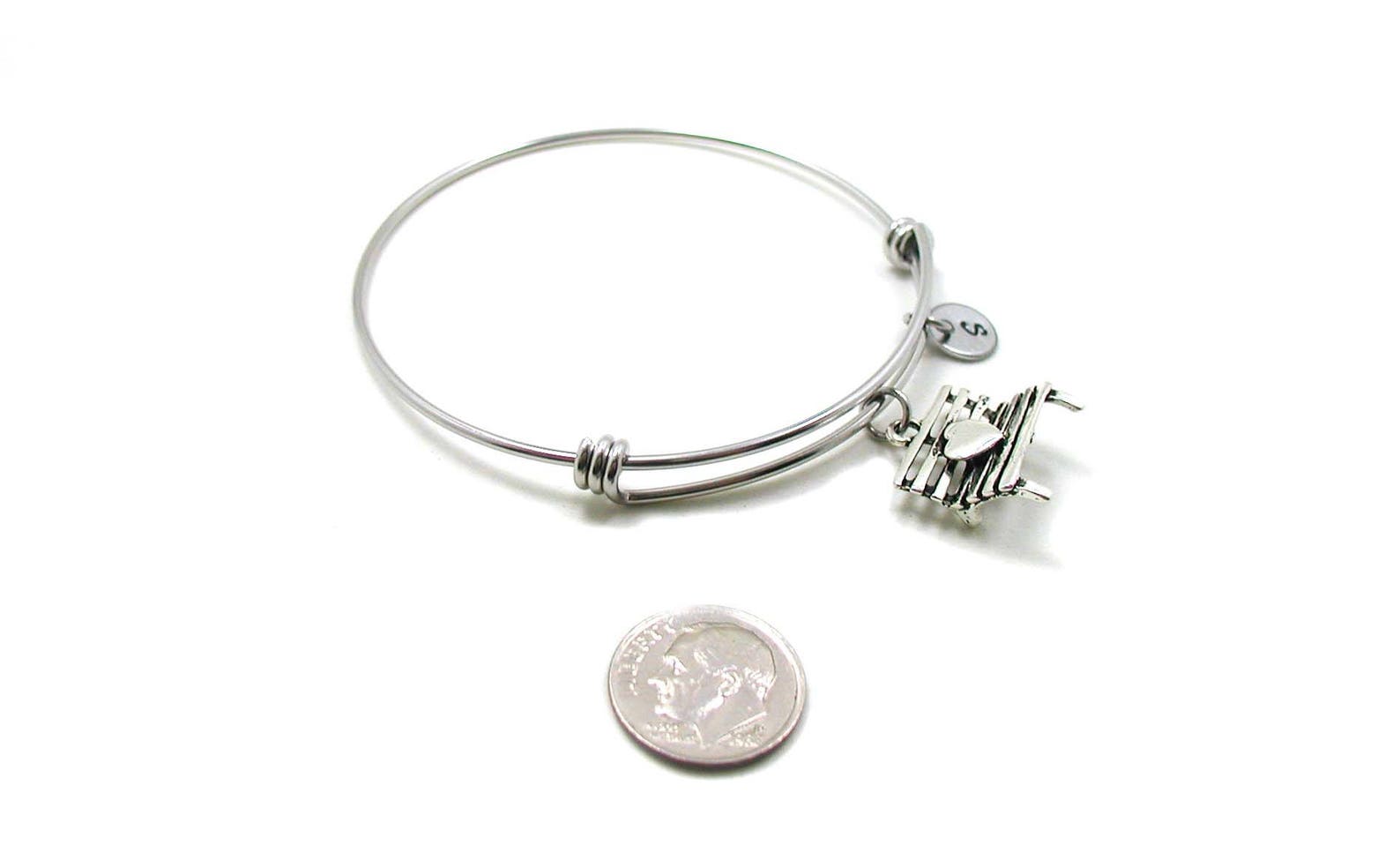 Heart Bench Bangle Love Charm Bench Bracelet Expandable - Etsy