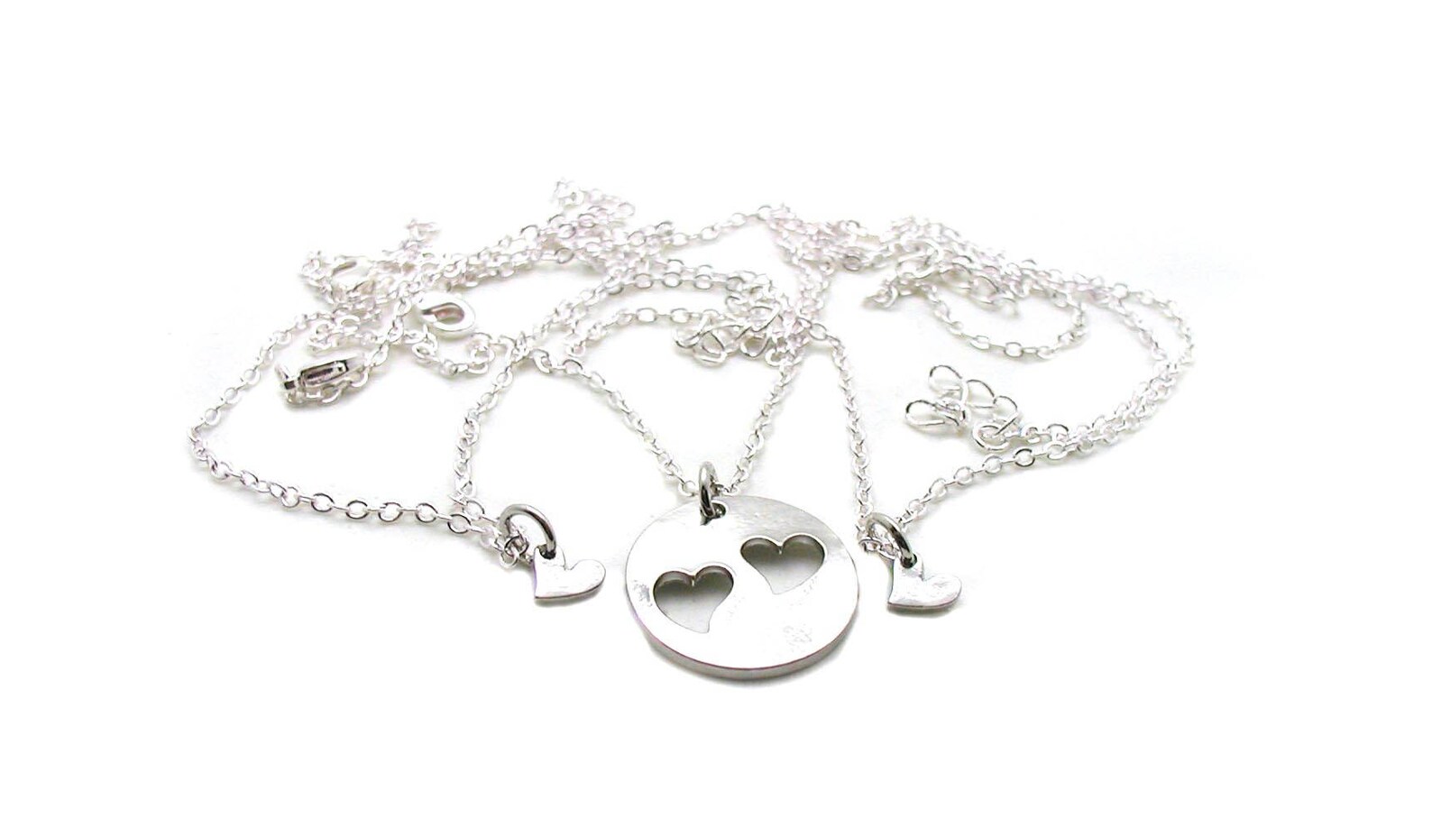 Mother Daughter Heart Necklace Set, Grandmother Granddaughter Pendant ...