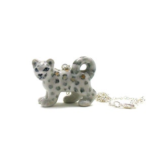 Snow Leopard Necklace, Charm Necklace, Animal Jewelry, Snow Leopard ...