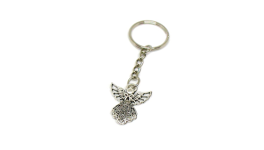 Angel Keychain, Angel Key Ring, Angel Charm, Silver Angel Keychain ...