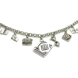 Book Lover Charm Bracelet, Book Charm Bracelet, Writer Charm Bracelet ...