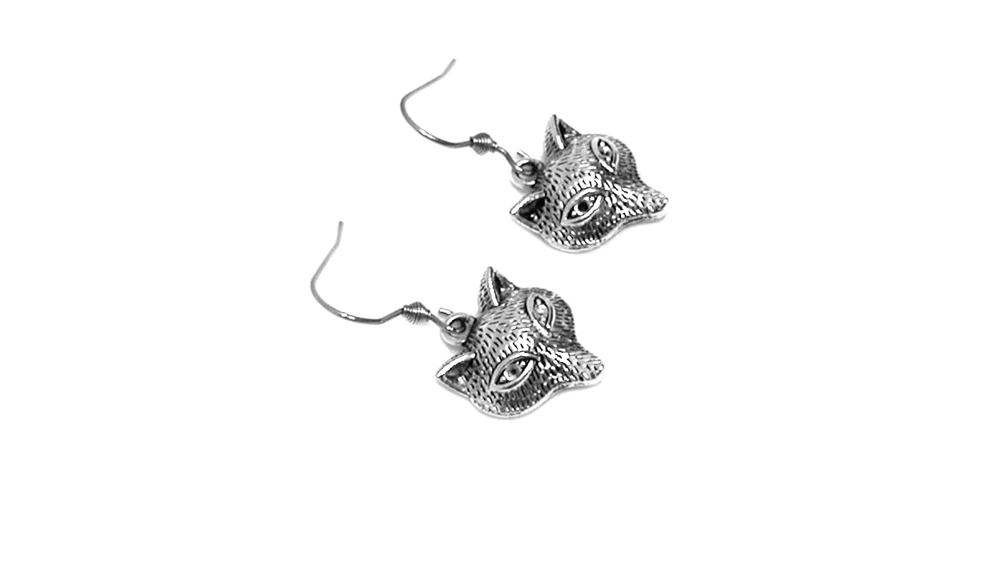 Fox Earrings, Fox Charm, Fox Jewelry, Silver Fox Earrings Gift, Sly Fox ...