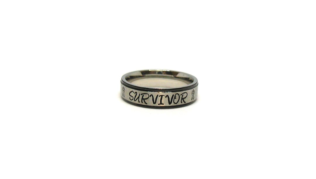 Cancer Survivor Ring, Stainless Steel Ring, Personalized Ring, Custom ...