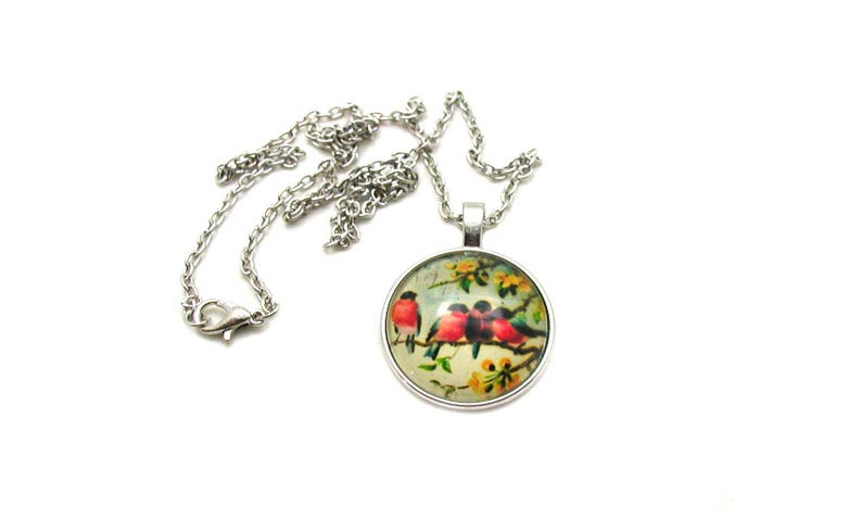 Cardinal Necklace Cardinal Charm Cardinal Jewelry Flower | Etsy